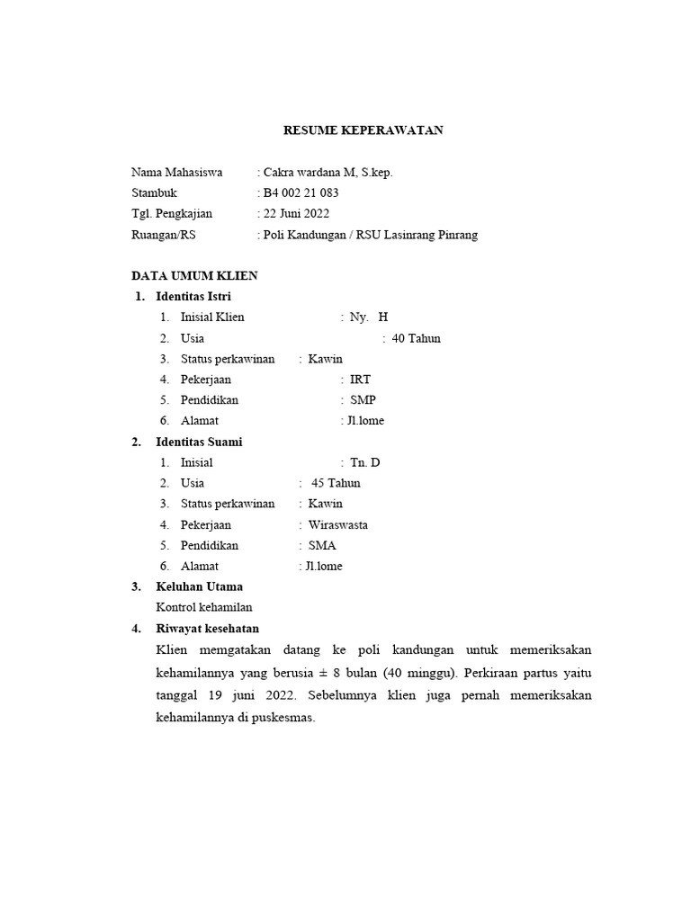 Resume Anc | PDF | Kesehatan Holistik