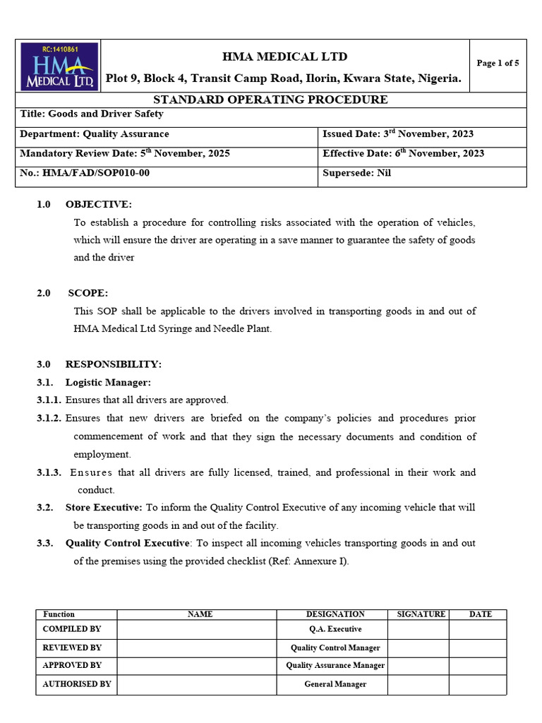 010-Goods and Driver Safety | PDF | Quality Assurance | Safety 010-Goods and Driver Safety | PDF | Quality Assurance | Safety
