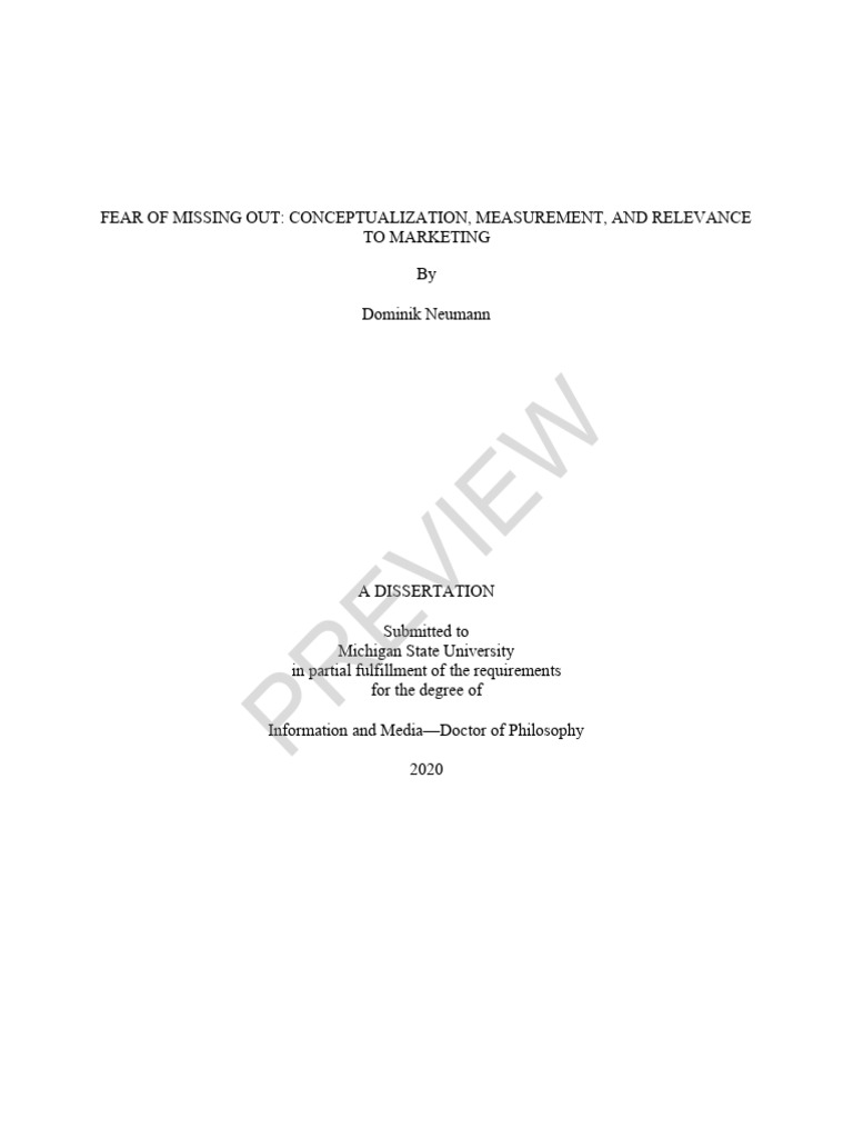 Fear of Missing Out Conceptualization, Measurement, and Relevance | PDF | Consumer Behaviour ...