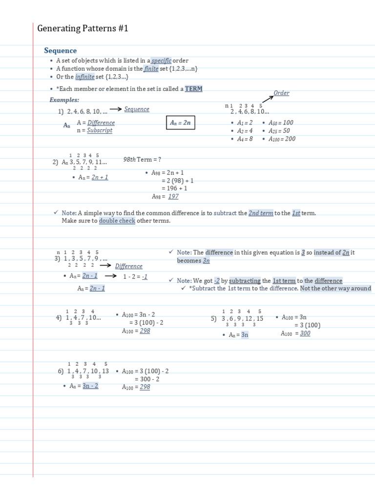 Generating Patterns #1 | PDF | Sequence | Mathematics