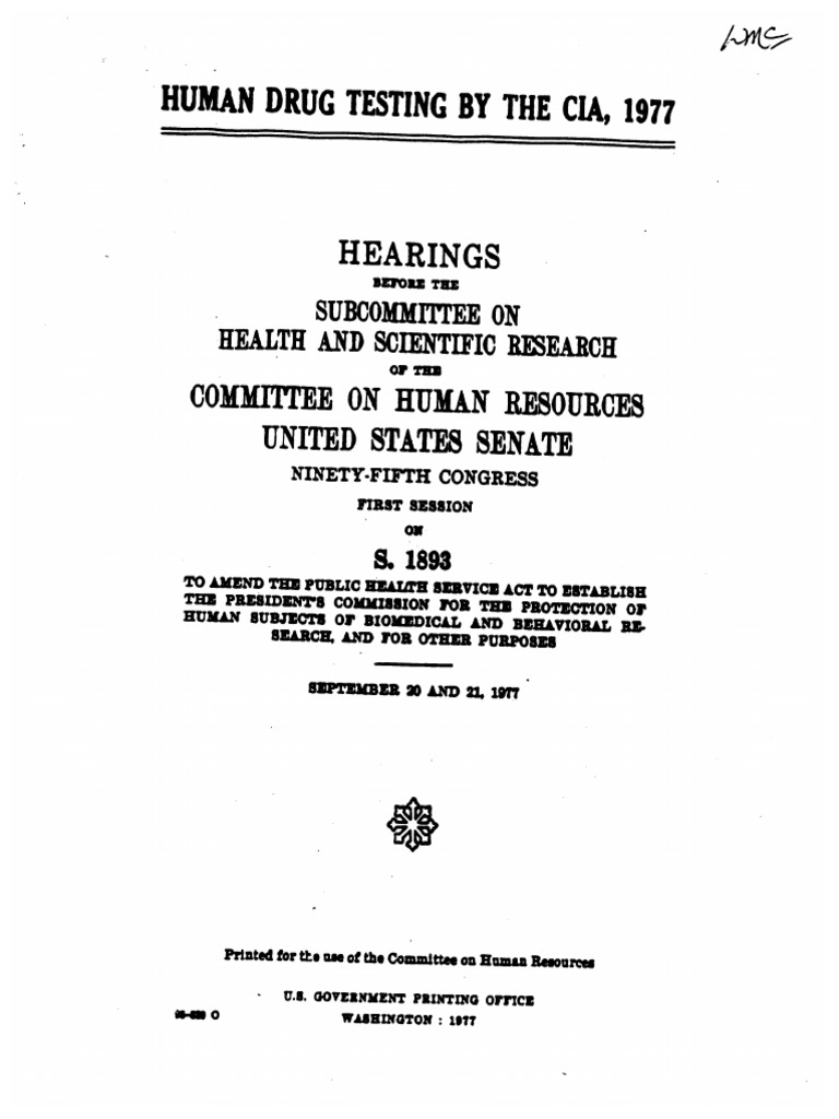 Human Drug Testing by The CIA 1977 | PDF