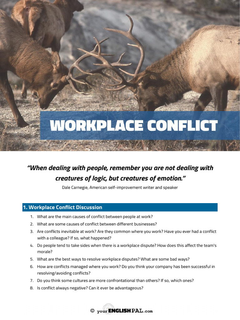 Your English Pal Business English Lesson Plan Workplace Conflict v1 ...
