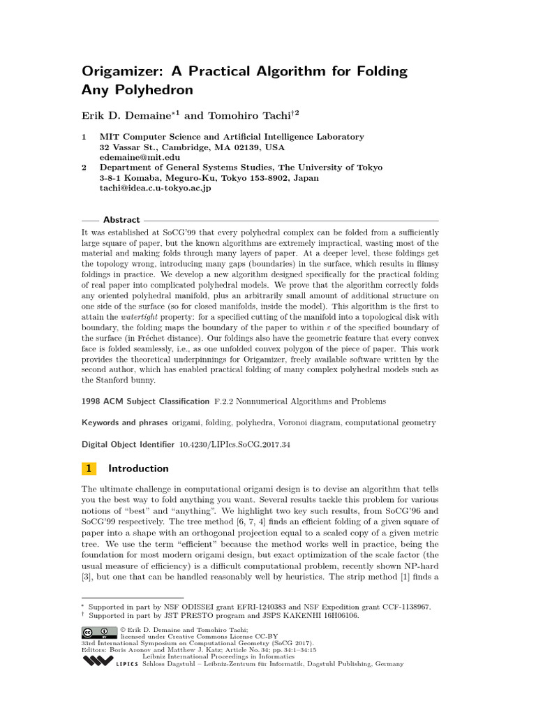 Demaine Tachi Origamizer So CG2017 | PDF | Manifold | Vertex (Geometry)