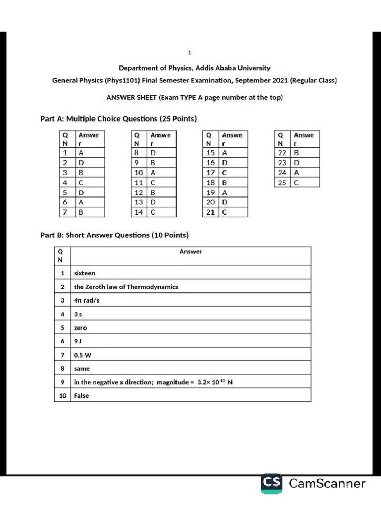 Aau Physics Final Answer 2013 | PDF