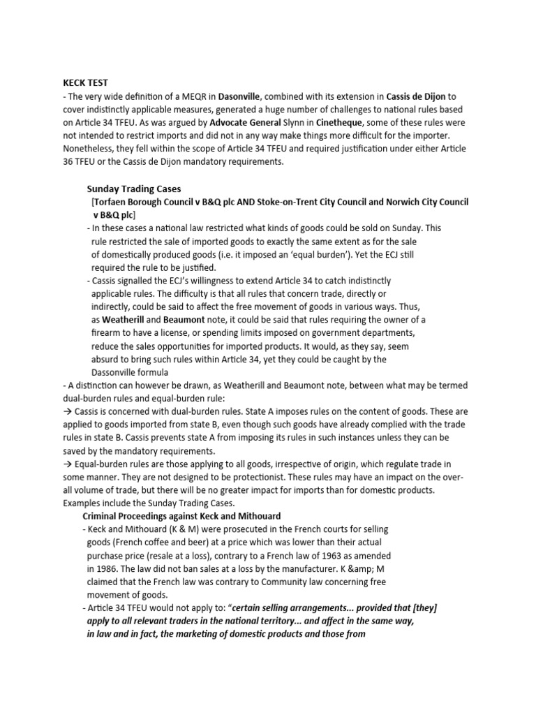Keck Test | PDF | European Court Of Justice | Justice