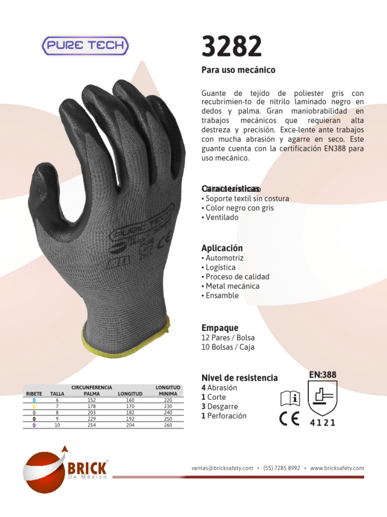 Lote 19. - Guantes de Nylon Con Nitrilo en Palma. - 3282 | PDF | Materiales