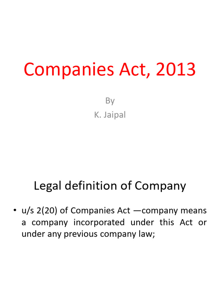Companies Act 2013 | PDF | Liquidation | Dividend