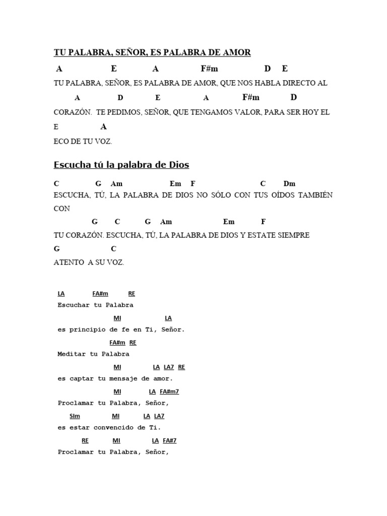 Tu Palabra Señor Es Palabra de Amor | PDF