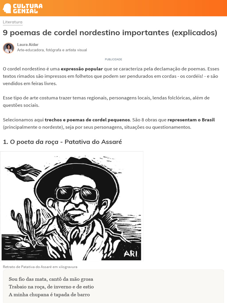 9 Poemas De Cordel Nordestino Importantes Explicados Cultura Genial