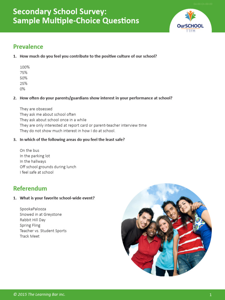 Secondary Survey Sample MCQs - 0400CA0000 | PDF | Career & Growth ...