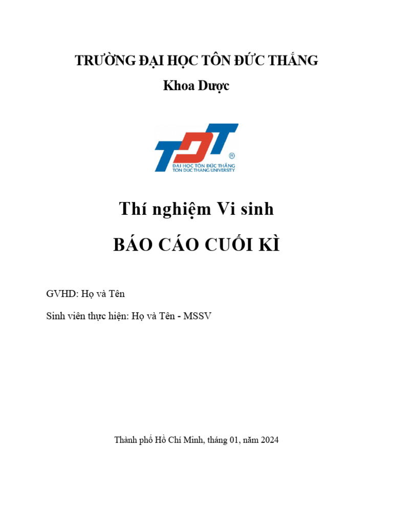 6. Mẫu Báo cáo - TN Vi sinh | PDF