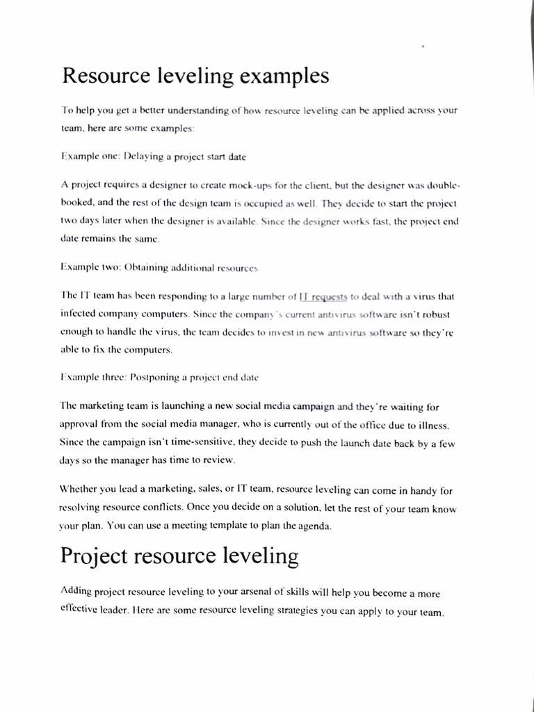 Resource Leveling Notes | PDF | Computing Resource Leveling Notes | PDF | Computing