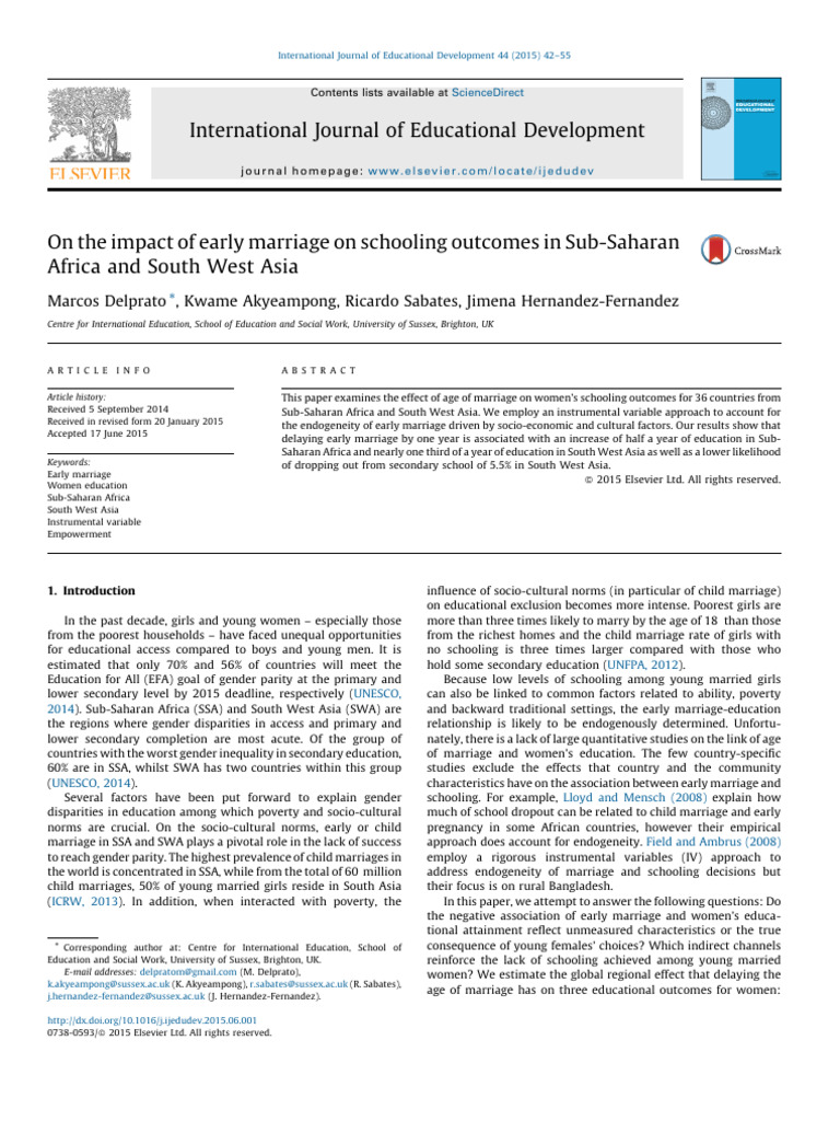 Early Marriage's Impact on Women's Education | PDF | Child Marriage ...