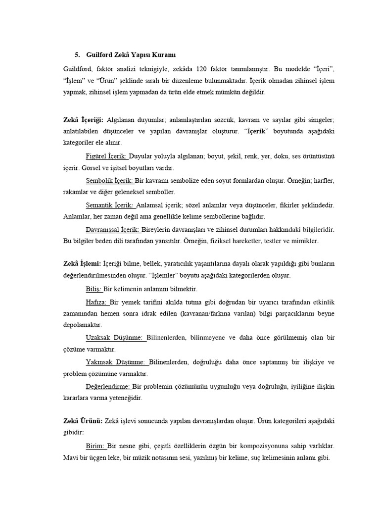 Zeka Ile İlgili Bazı Kuramlarına Devam - 6 | PDF