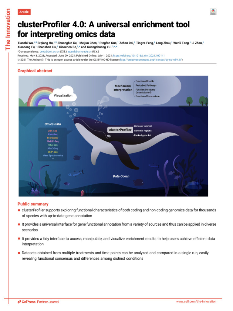 ClusterProfiler 4.0 - A Universal Enrichment Tool For Interpreting ...