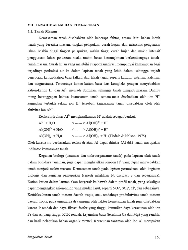 Vii. Tanah Masam Dan Pengapuran 7.1. Tanah Masam | PDF | Sains ...