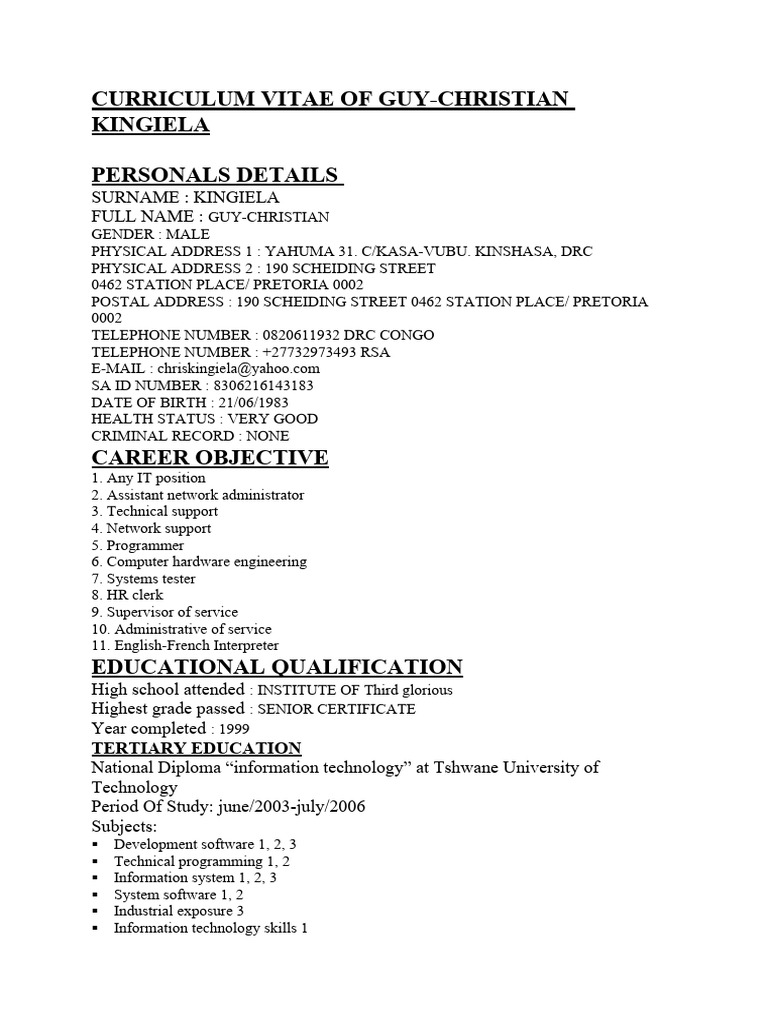 Curriculum Vitae of Guy | PDF | Computing