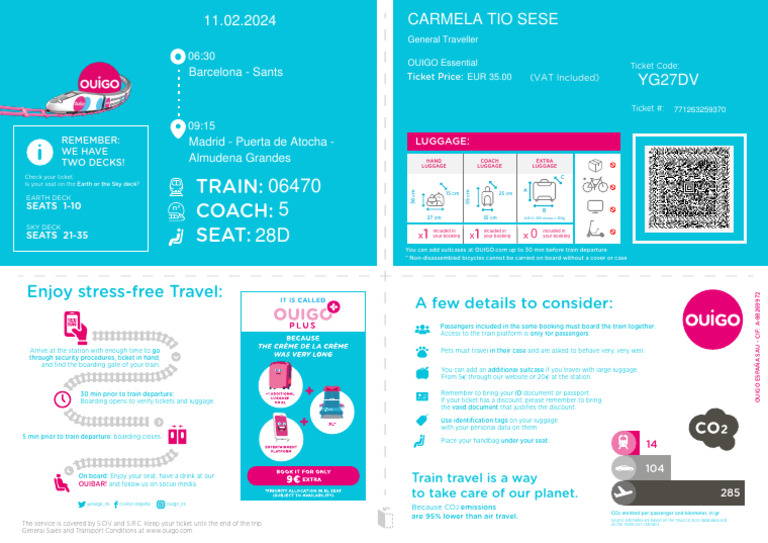 Train: Coach: Seat: 06470 5 28D: Enjoy Stress-Free Travel | PDF