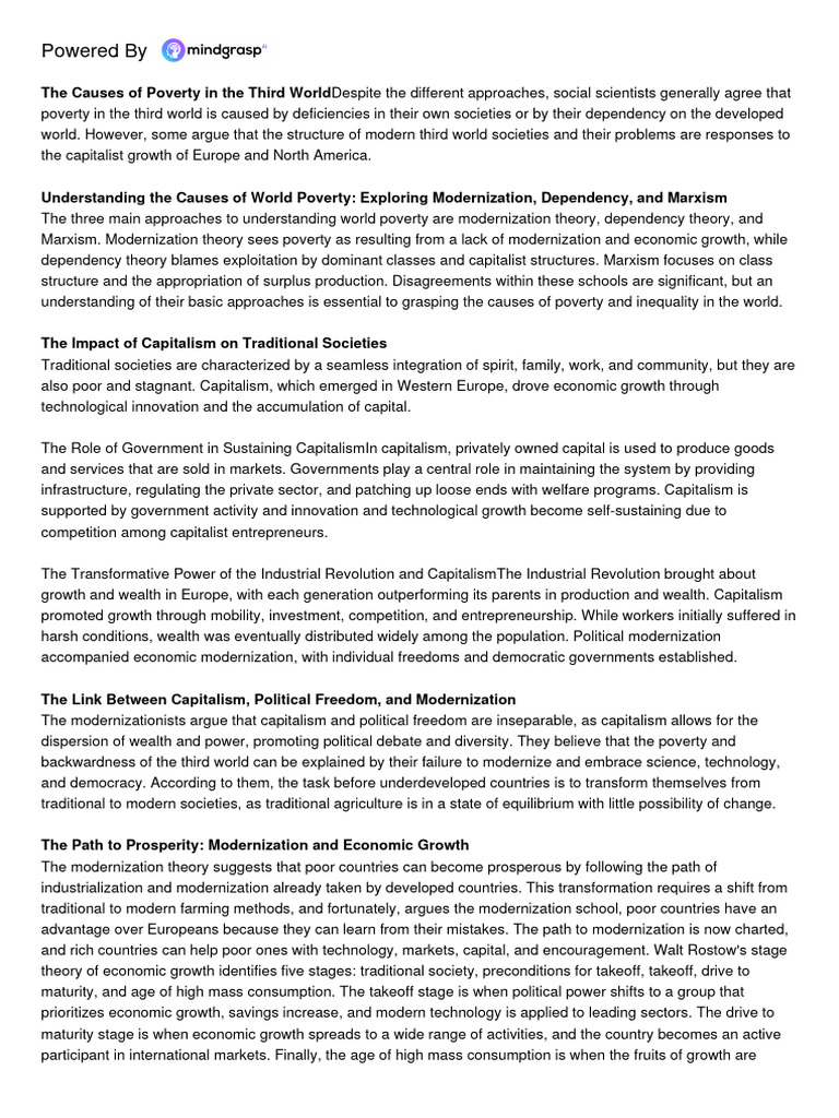 Summary | PDF | Capitalism | Modernization Theory