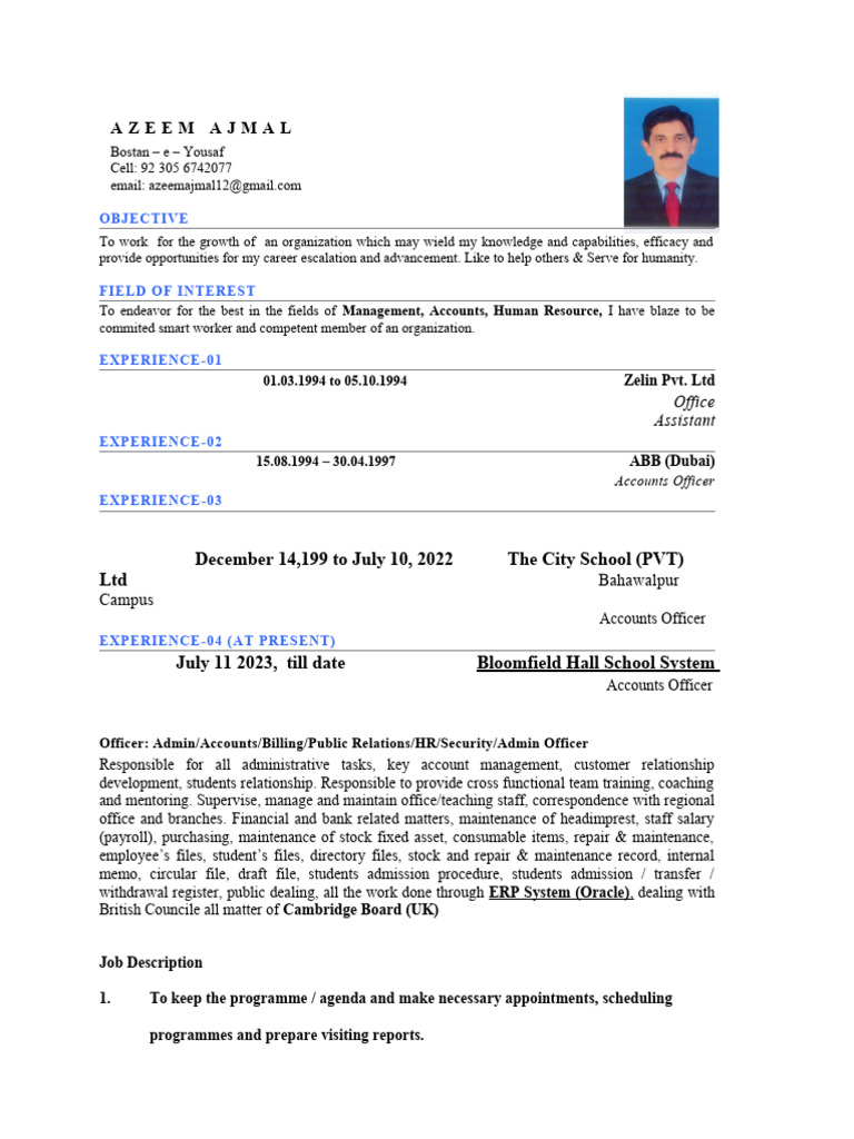 CV - Azeem 2 - Revised | Download Free PDF | Oracle Corporation | Secretary