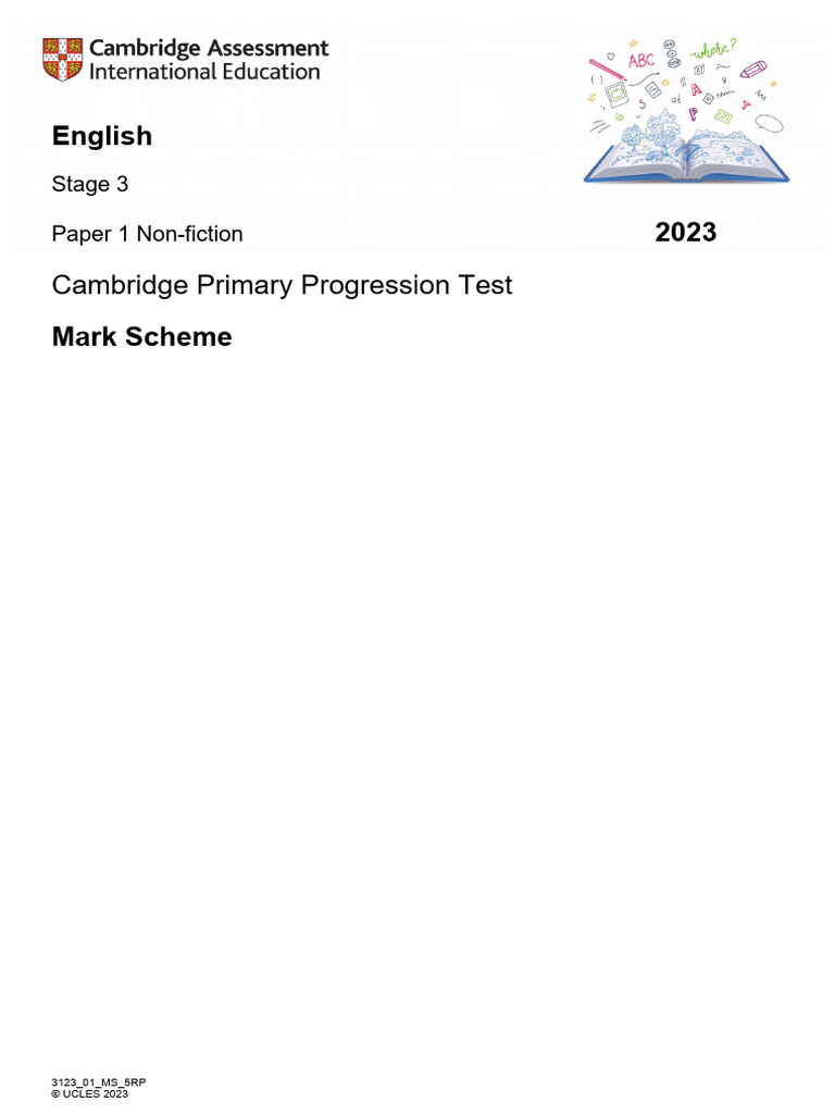 Stage - 3 - English - Paper - 1 - Progression Test, 2023, Past Paper ...