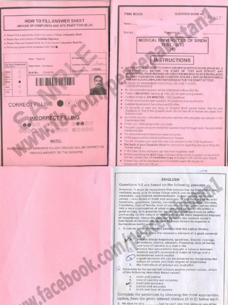 NTS 2013 Past Paper | PDF