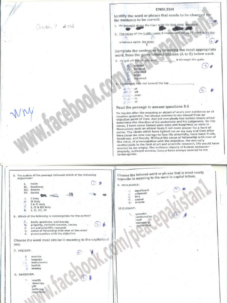 Nts 2012 Past Paper | PDF