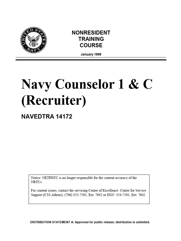 NAVEDTRA 14172 Navy Counselor 1 & C (Recruiter) | PDF | Leadership ...