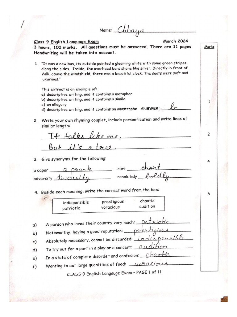 Grammar Exam | PDF