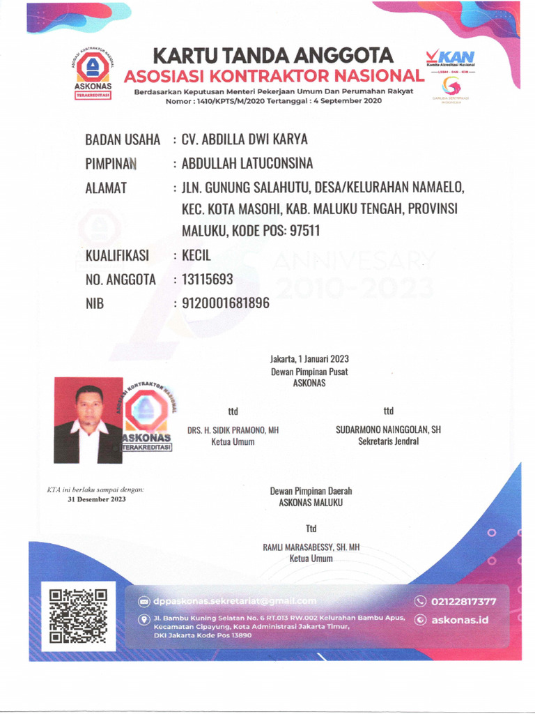 Kta Cv. Abdilla Dwi Karya | PDF