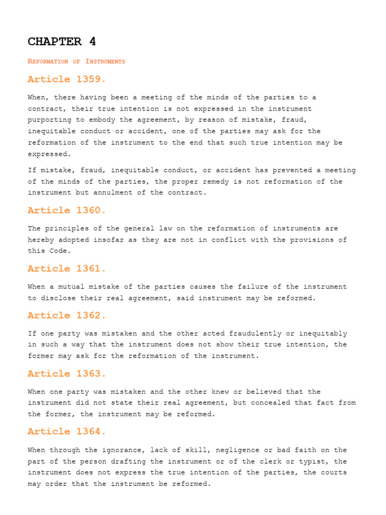 t2.c4 Reformation of Instruments | PDF | Business Law | Civil Law ...