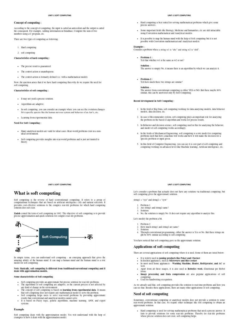 UNIT-1 Soft computing | PDF | Artificial Neural Network | Neuron