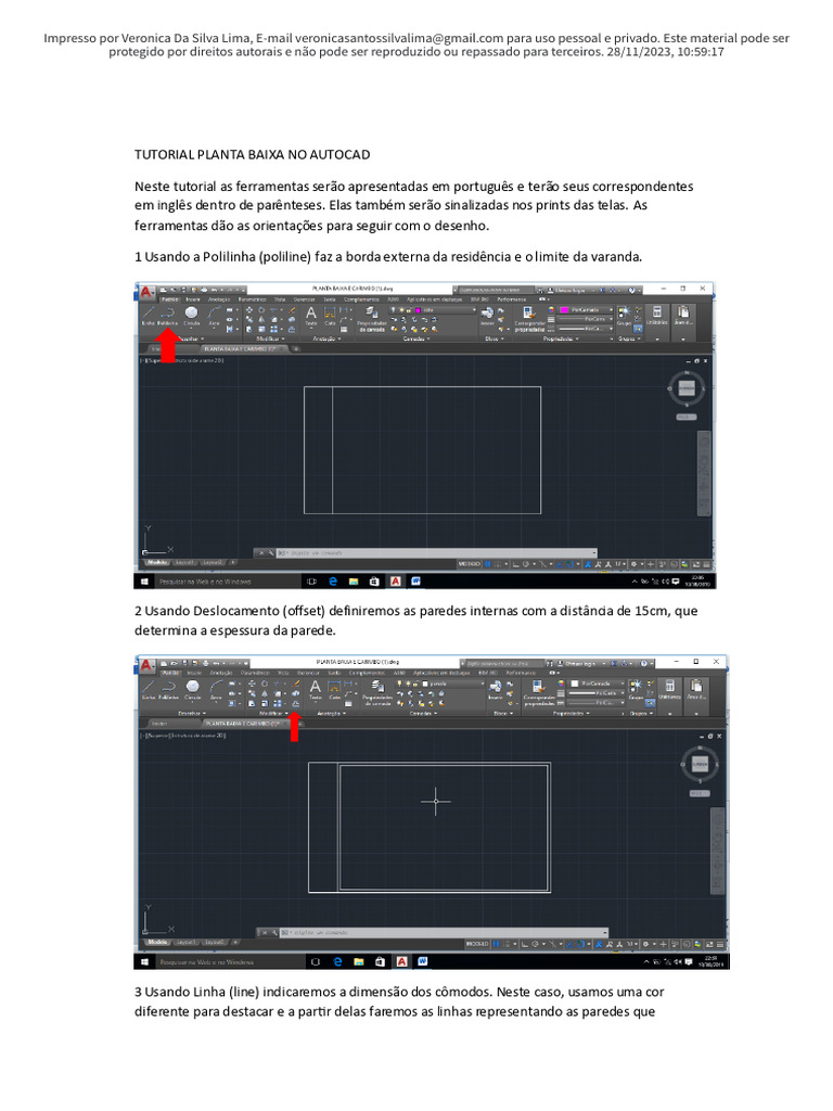 Tutorial de Planta Baixa no AutoCAD | PDF | Impressão