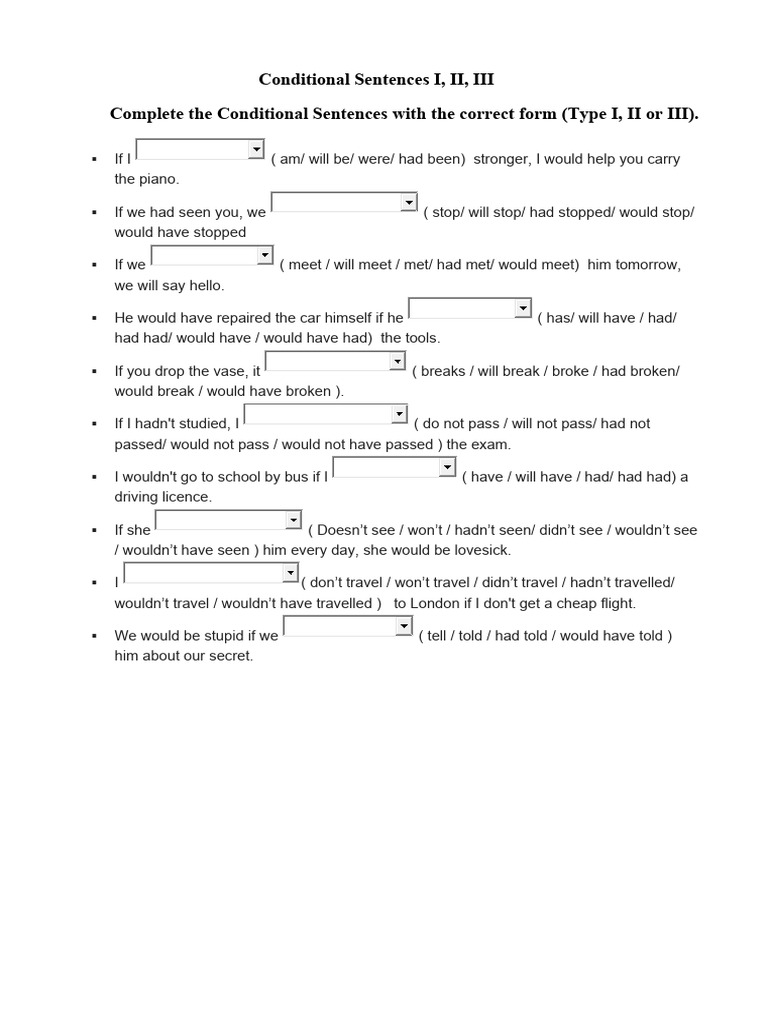 Conditional Sentences I, II, III | PDF