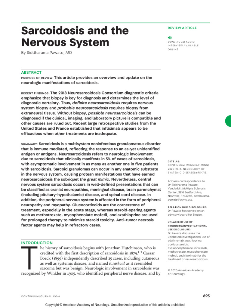Sarcoidosis_and_the_Nervous_System.11 | PDF | Peripheral Neuropathy ...