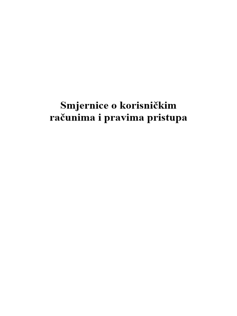 Smjernice o Korisničkim Računima I Pravima Pristupa | PDF