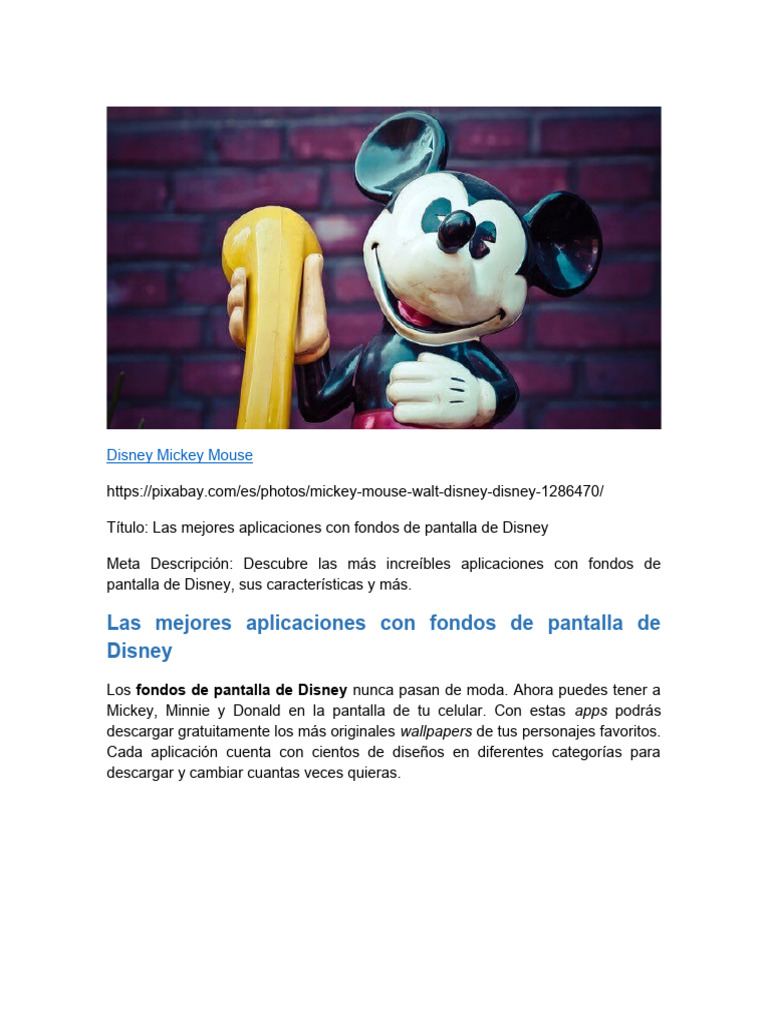 19 Las Mejores Aplicaciones Con Fondos De Pantalla De Disney Pdf La