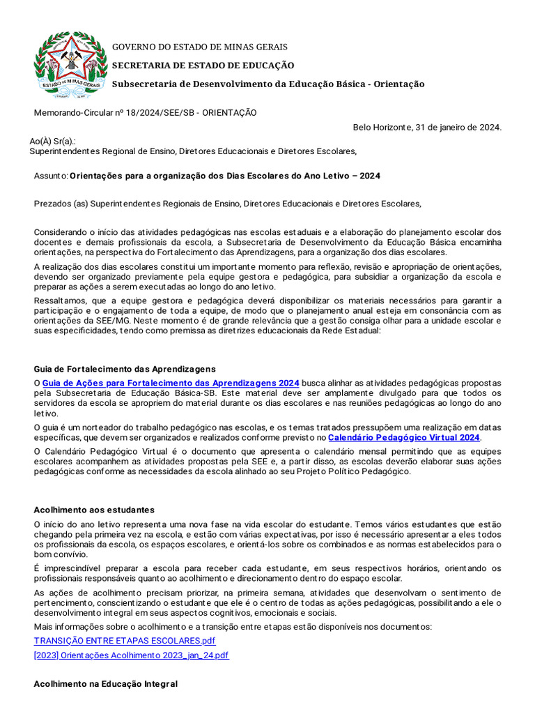 SEI - GOVMG - 81298025 - Memorando-Circular | PDF | Pedagogia | Aprendizado