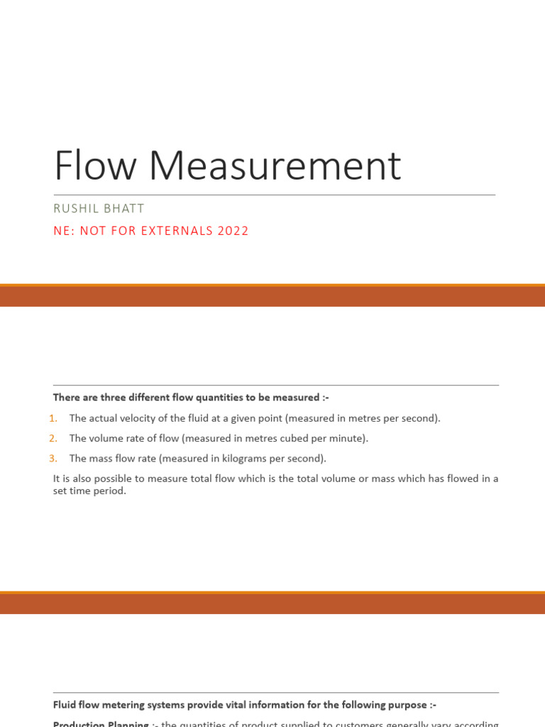 Flow Measurement | Download Free PDF | Flow Measurement | Fluid Dynamics