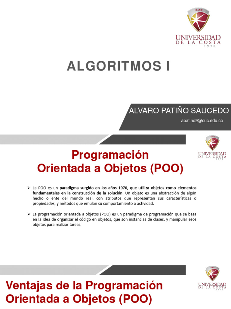 01 - POO - Introducción - Algoritmos I | PDF | Programación orientada a objetos | Objeto ...