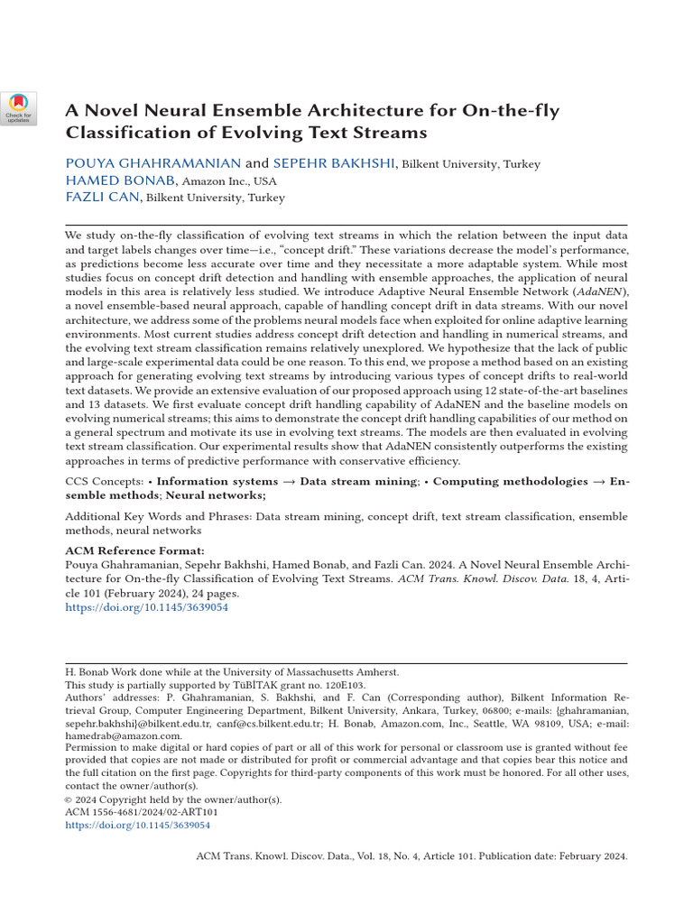A Novel Neural Ensemble Architecture For On-The-Fly Classification of Evolving Text Streams ...
