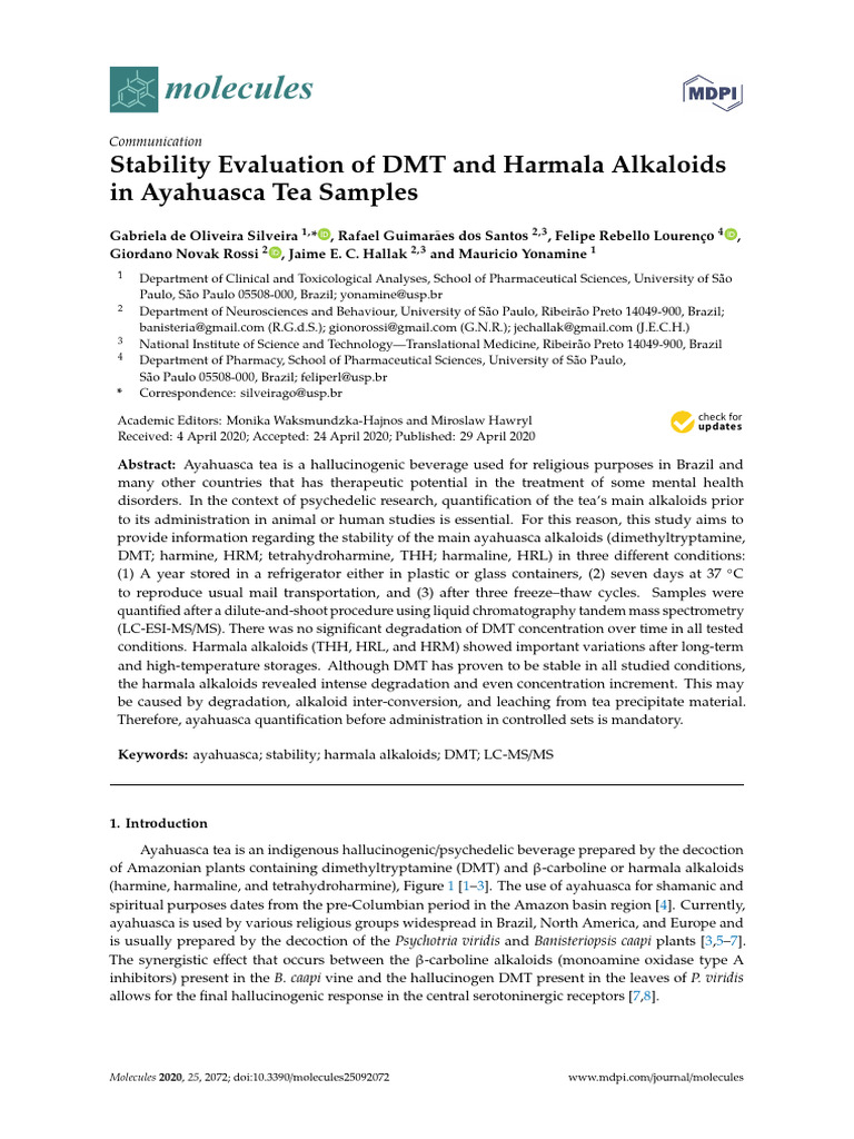 Ayahuasca DMT Stability Tea 2019 | PDF | Ayahuasca