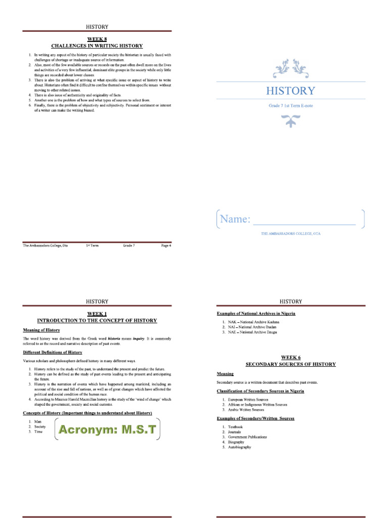 History 1st Term Printout | PDF