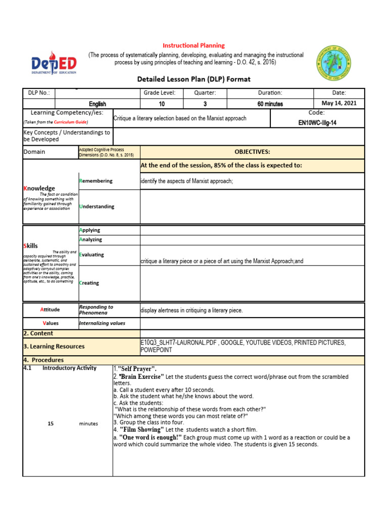 DLP-for Demo 2020-2021 | PDF | Literacy | Knowledge