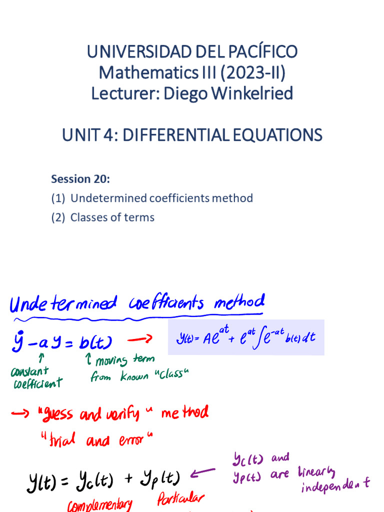 Differential Equations: Undetermined Coefficients | PDF | Numerical ...