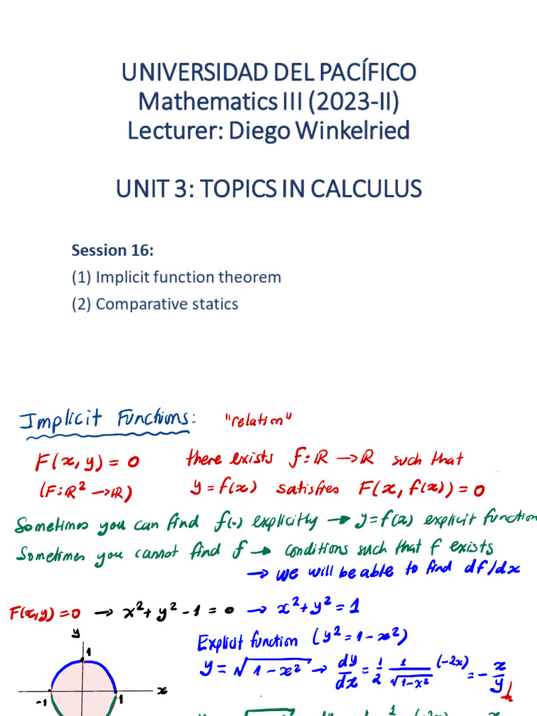 S16 ImplicitFunction | PDF | Mathematical Concepts | Multivariable Calculus