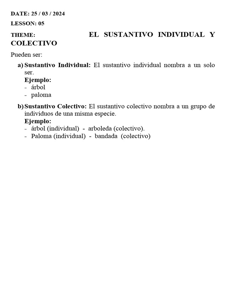 Sustantivos Individuales y Colectivos | PDF | Arte