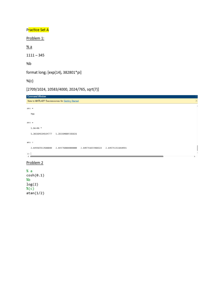 MATLAB Practice Set: Equations & Plots | PDF