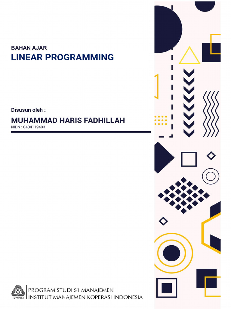 Bahan Ajar RO 1 - Linear Programming | PDF | Metode & Bahan Ajar | Teknologi & Rekayasa