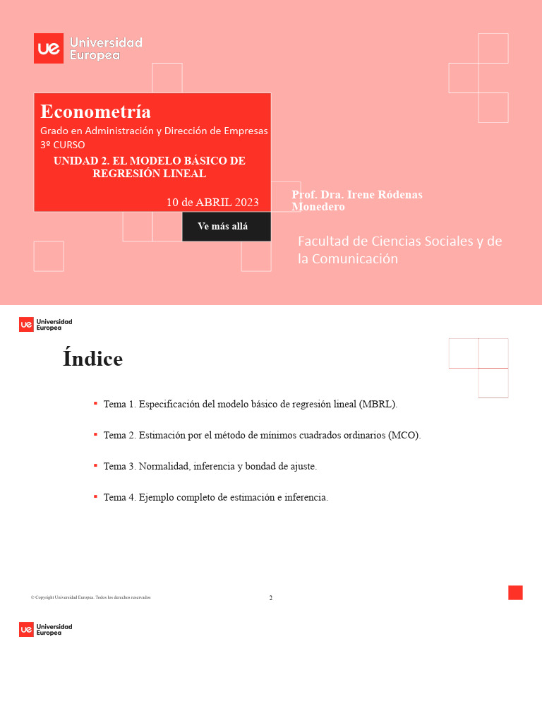 Modelo Básico de Regresión Lineal | PDF | Mínimos cuadrados ordinarios | Estimador